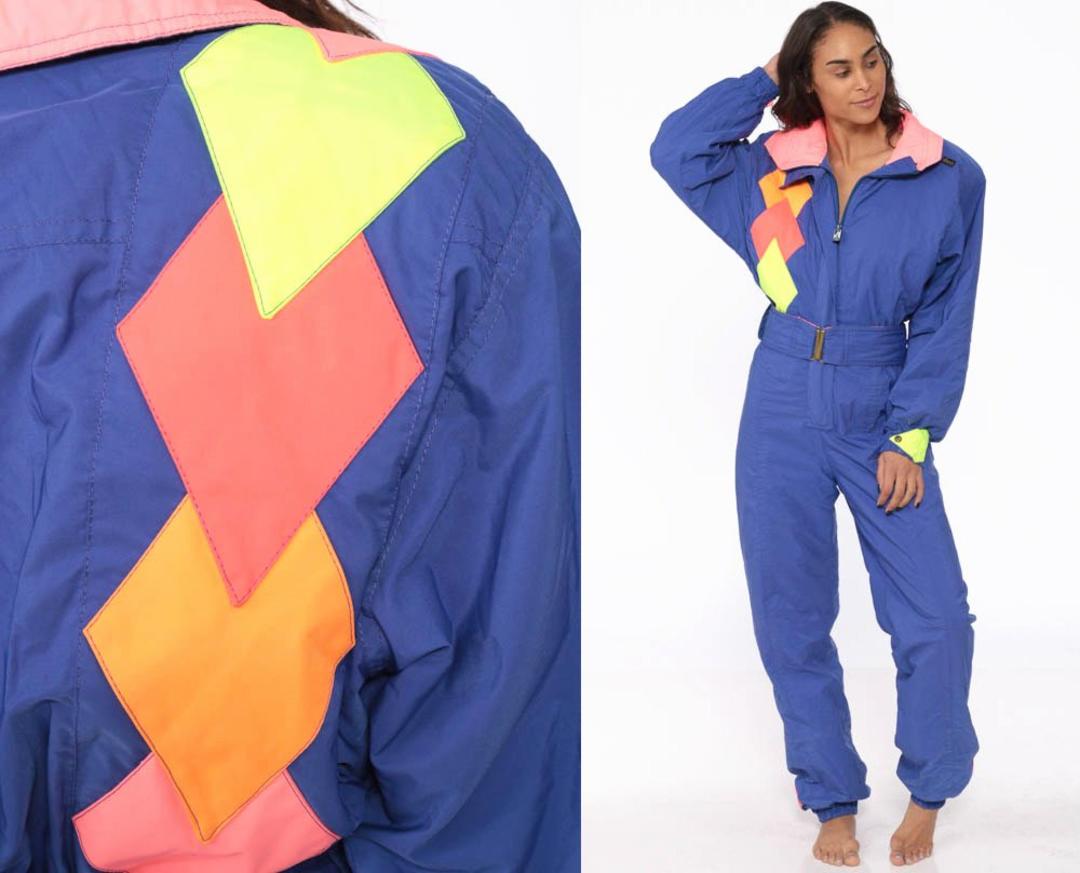 80s Snowsuit Ski Suit One Piece Neon Winter Puff Sleeves | Shop Exile ...