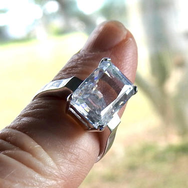 Vintage Modernist Sterling Square Cut Crystal Ring | Legendary Beast ...