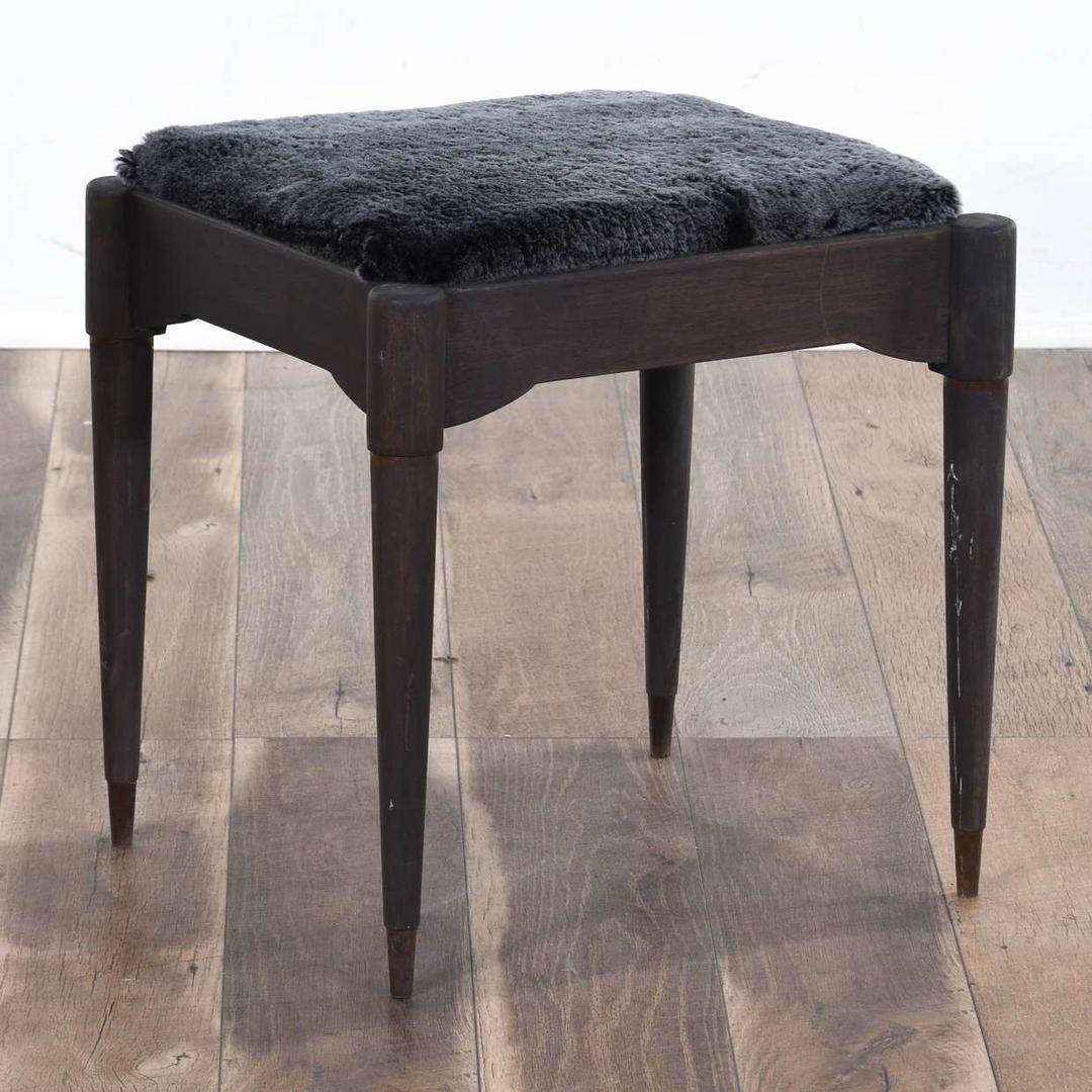 Mid Century Modern Taper Leg Stool W Shearling Seat | Loveseat (Los ...