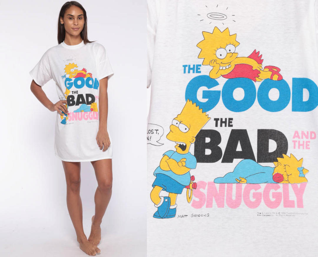 THE SIMPSONS Pajama Dress -- 90s Night Shirt Sleep Dress | Shop Exile ...