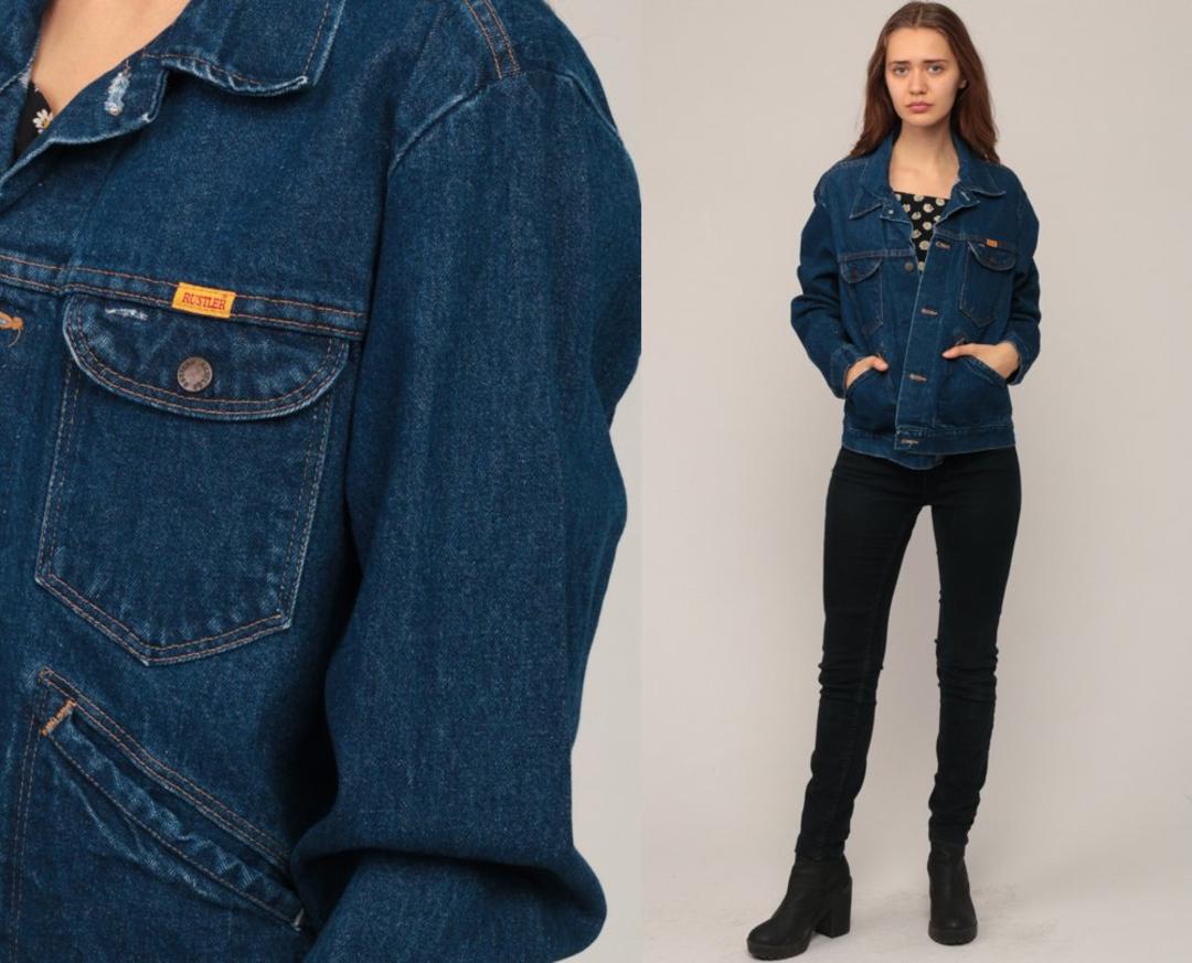 Oversized Jean Jacket 80s Denim Jacket Blue Trucker Jacket 1980s | Shop ...