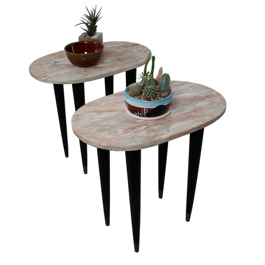 Pink Marble Pair of Stone Top End / Accent Tables | Modern Mobler ...