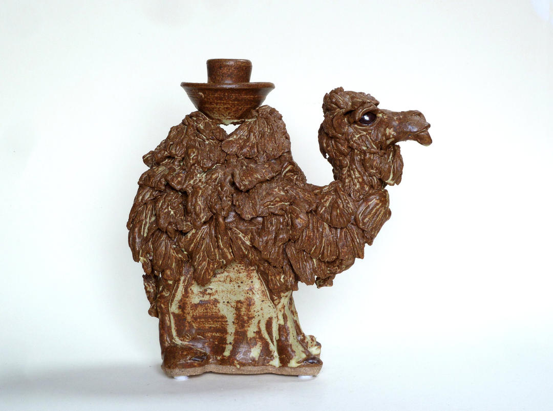 Studio Pottery Camel Taper Candlestick Holder Vintage - Mid Century ...