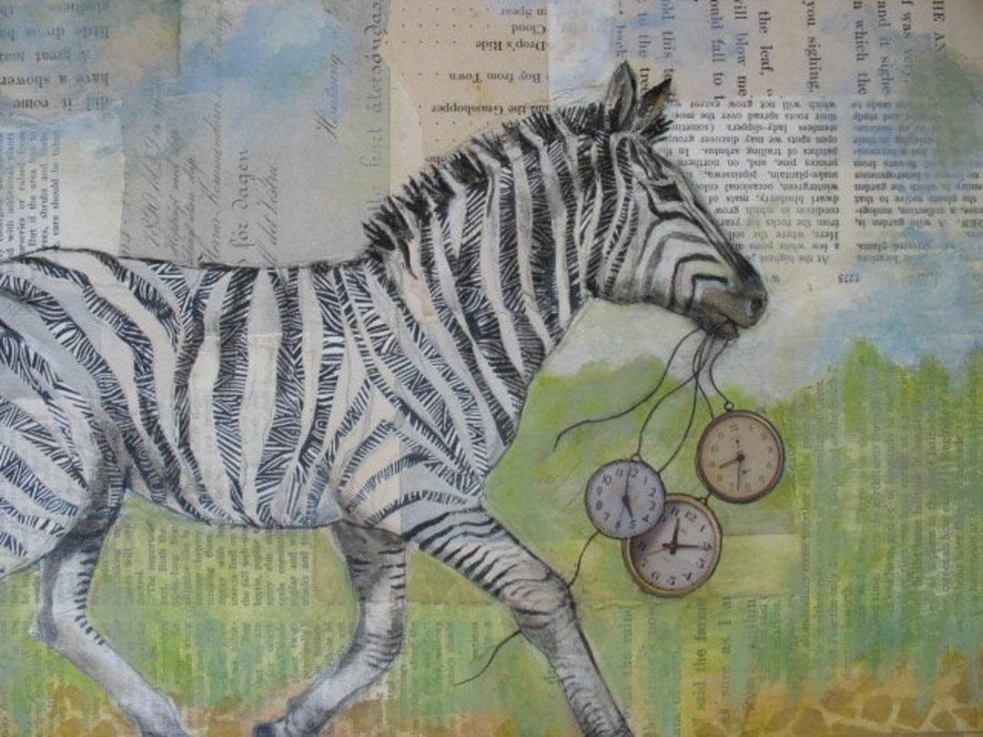 Zebra Art Work Jungle Decor Original Artwork Collage Striped Horse ...