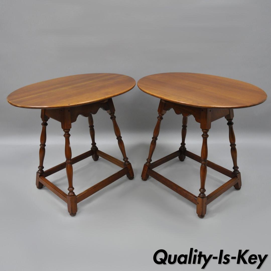 Pair of Stickley Fayetteville Cherry Wood Tavern End Side Tables ...