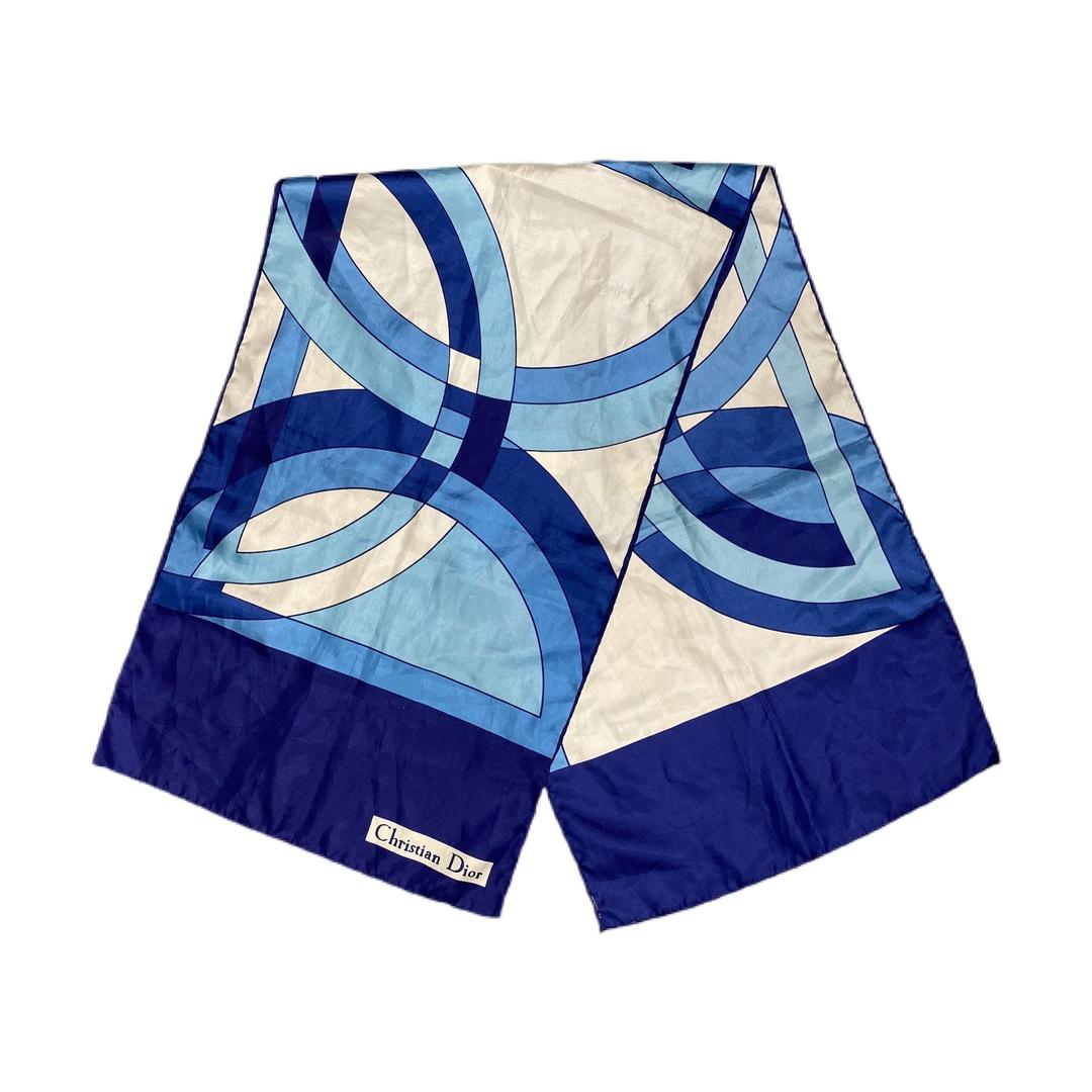 Christian Dior Blue Pattern Head Scarf 052721 LM | Chance Vintage ...