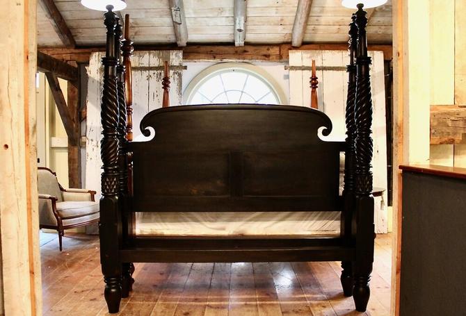 Impressive Tall Post Rope Carved Bed. Resized to King, Original ...