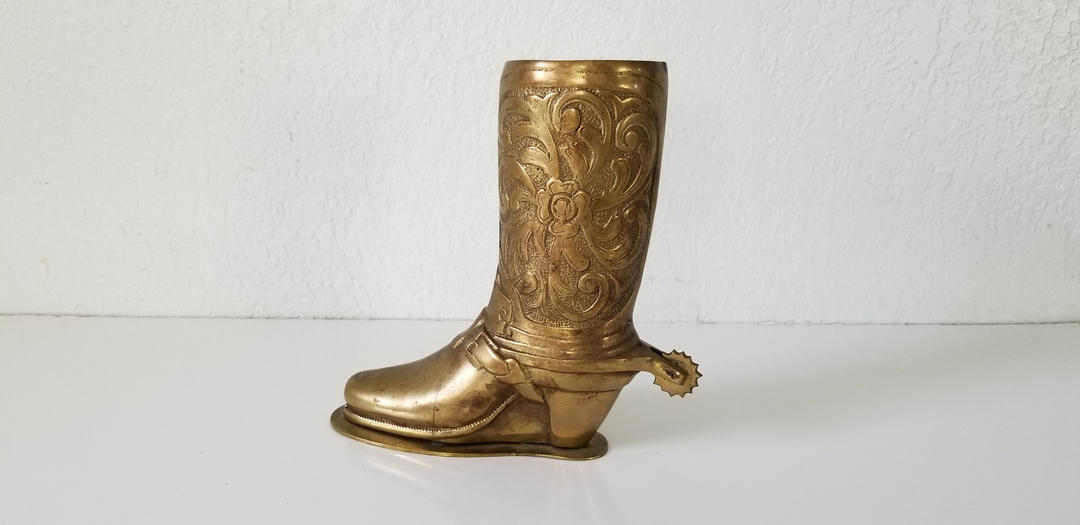 Vintage Brass Cowboy Boot With Spurs. | Miami Vintage Decor | Miami, FL