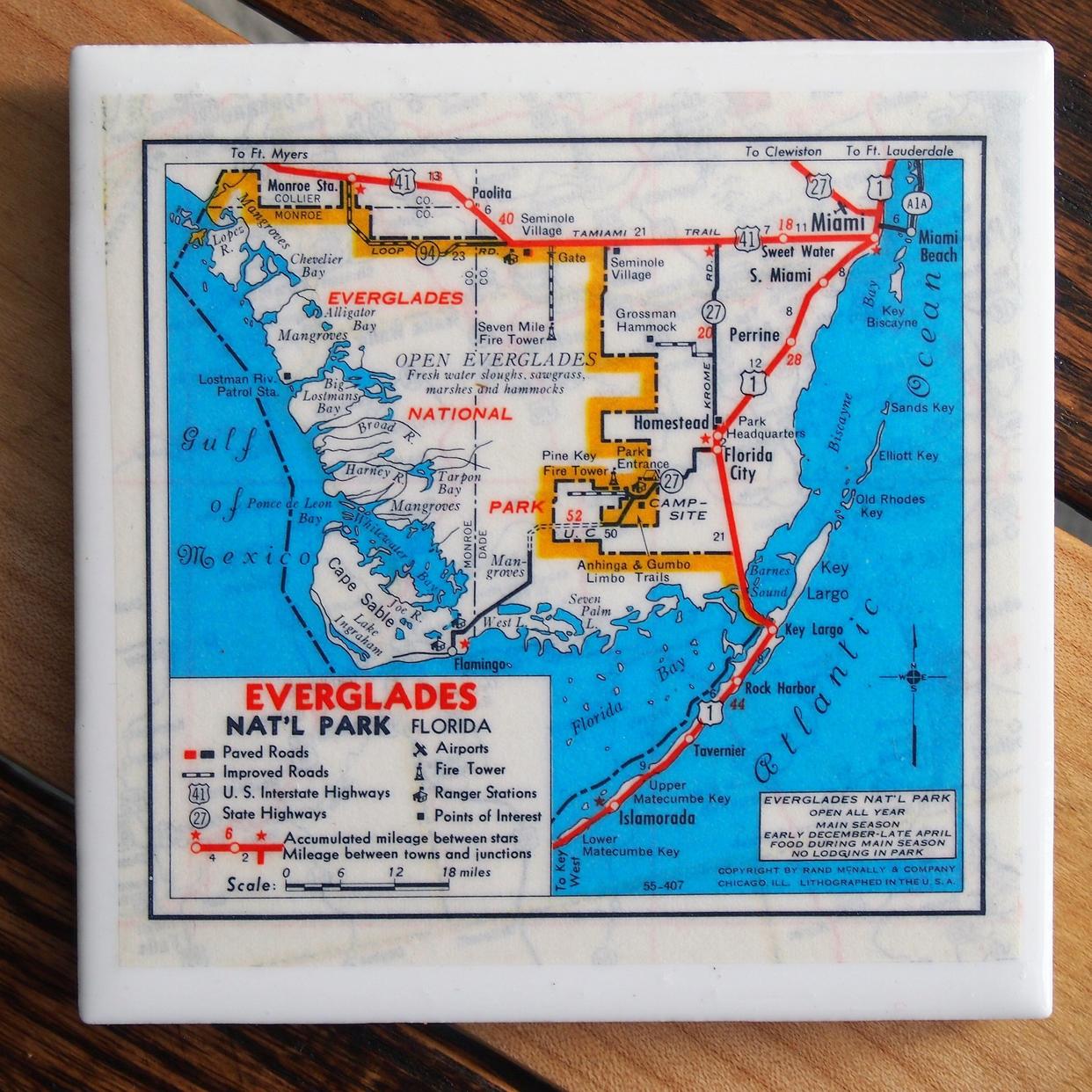 1956 Everglades National Park Florida Handmade Repurposed Vintage Map ...