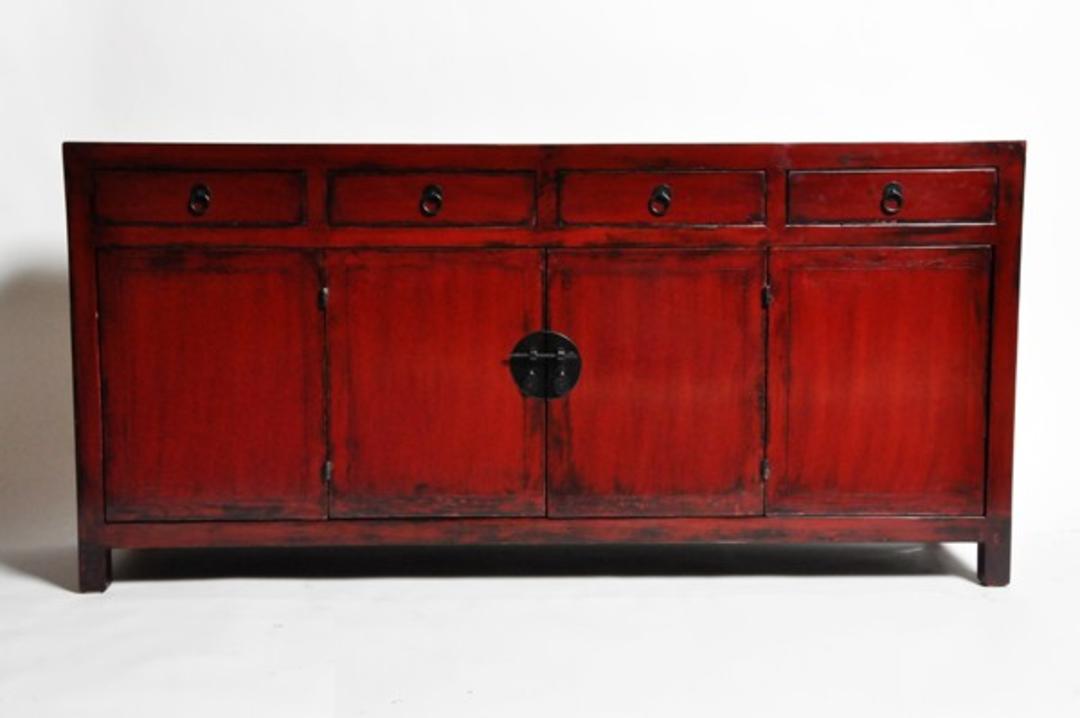 Red Lacquer Chinese Side Chest with Restoration | The Golden Triangle ...