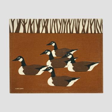 vintage marushka geese fabric painting, 1970's marushka silk | Pulp ...