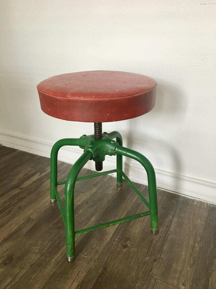 Vintage Koken Barbers Stool - 1950s - Industrial Stool, Adjustable ...