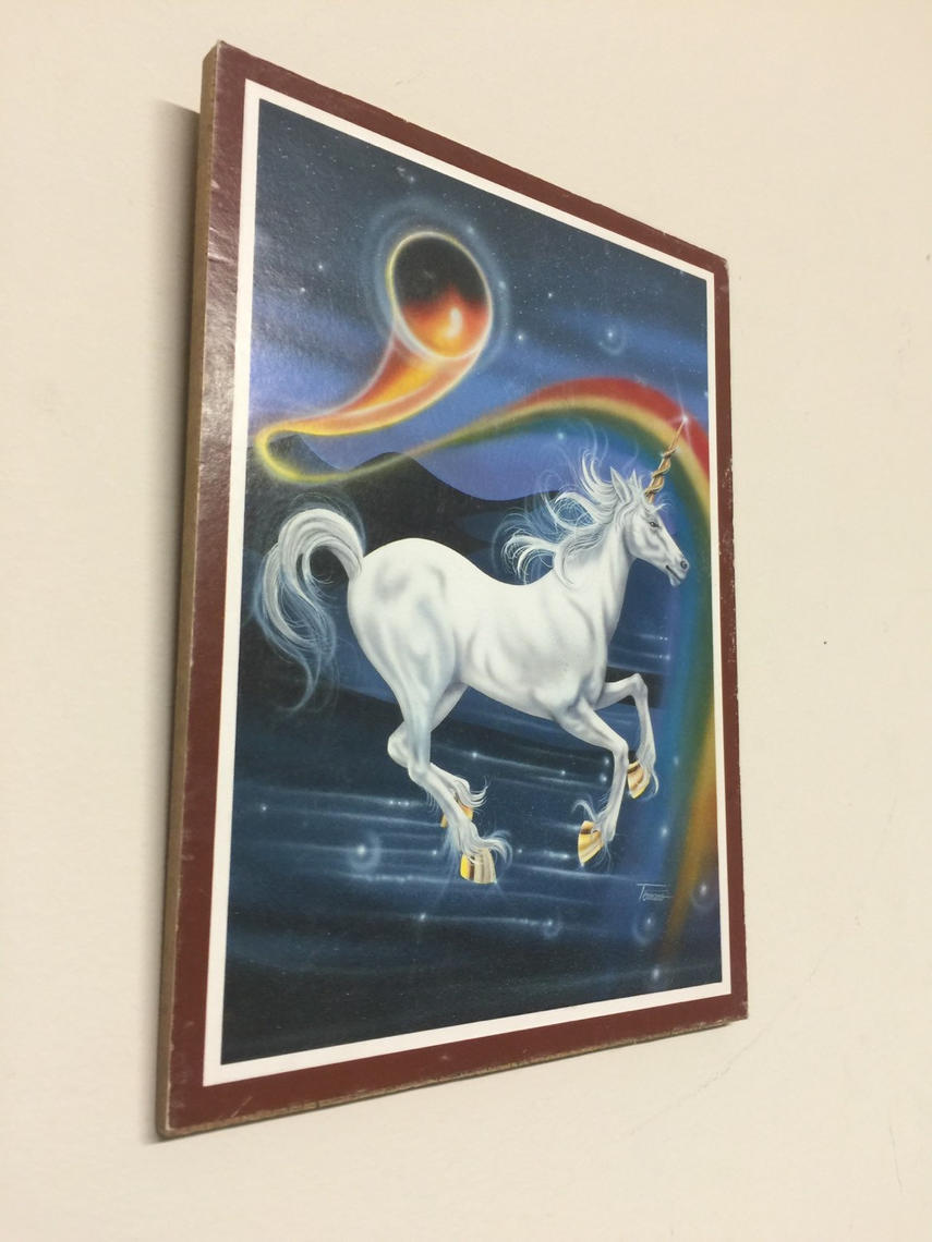 Vintage 1980s Unicorn Art Rainbow Moon Picture | Vintage Goofball ...
