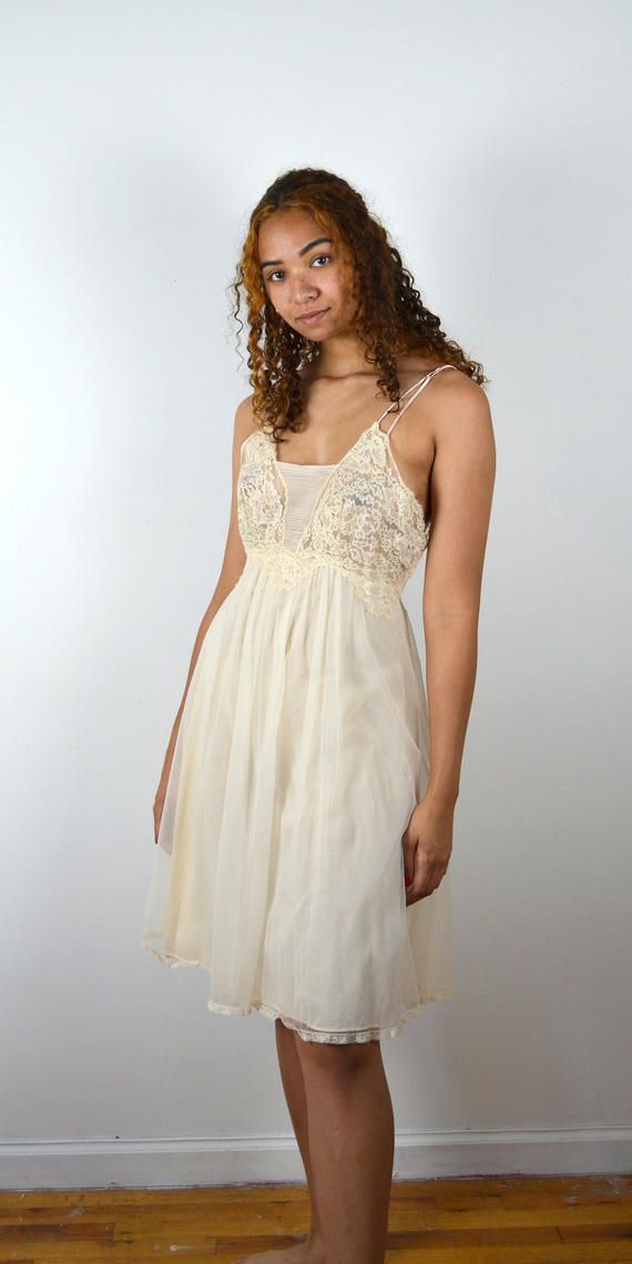 Vintage 50s Slip / 1950s Vintage Pleated Slip / Vintage Lingerie Slip / | Erratic Static Vintage ...