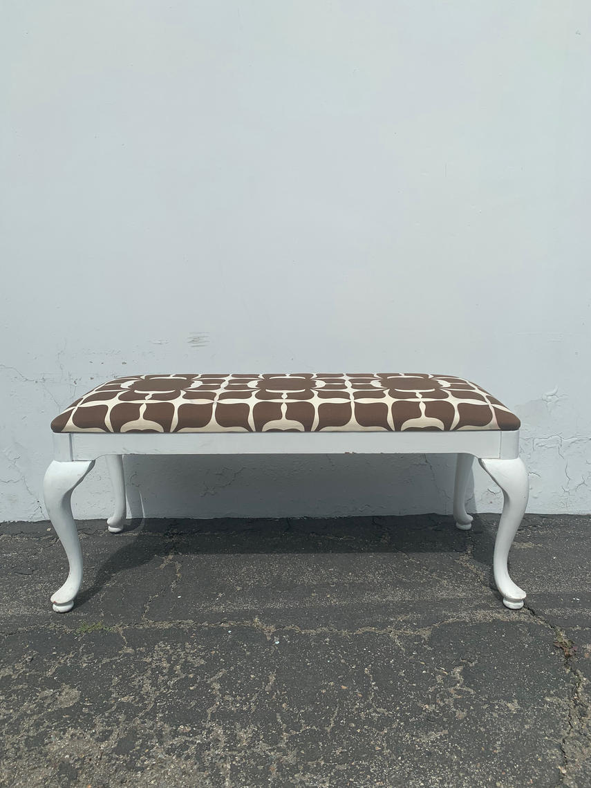 Bench Bed Vintage Vanity White Wood Seating Hollywood Glam Regency ...