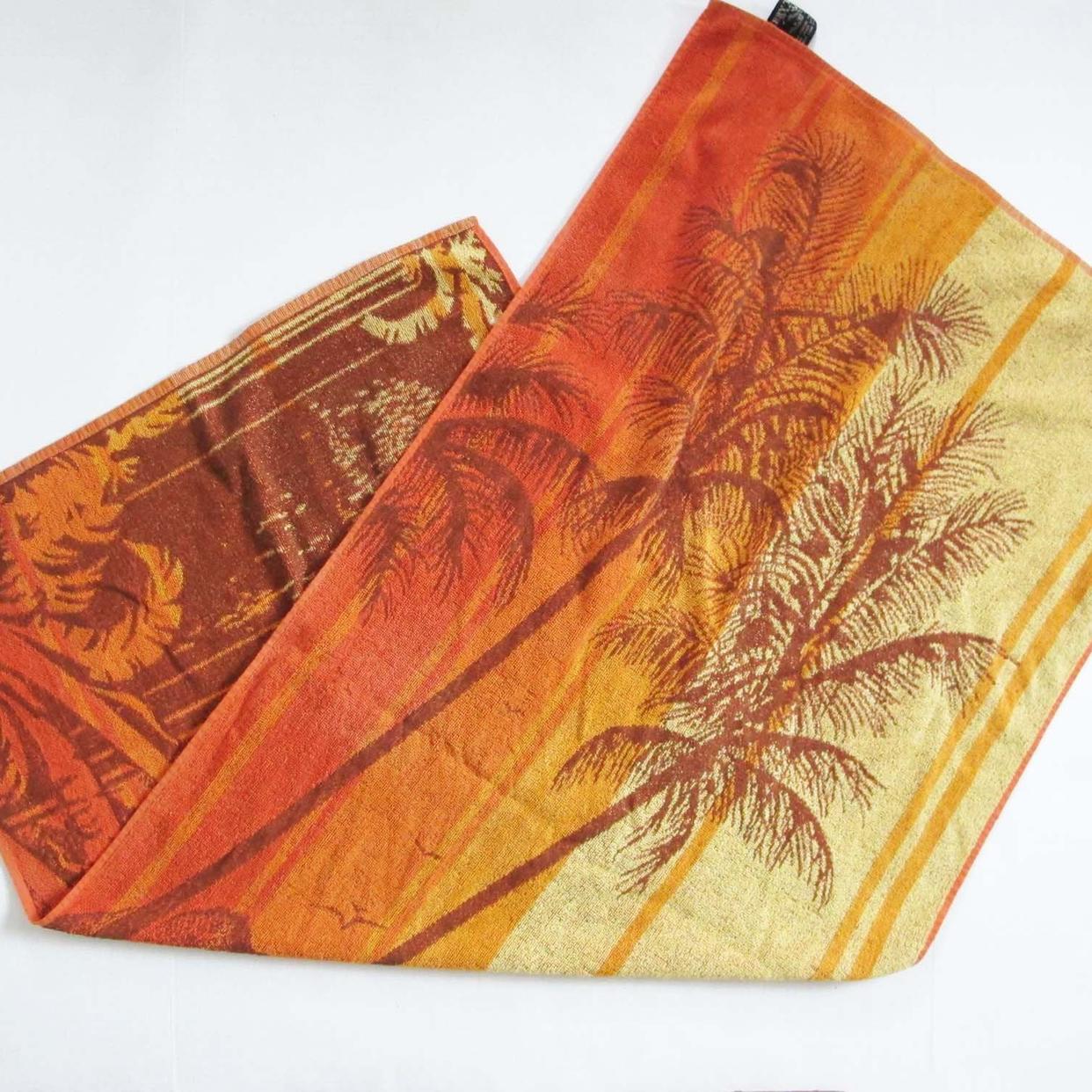 Vintage 70s Pool Towel - 1970s Orange Yellow | Milk Teeths - Long Beach ...