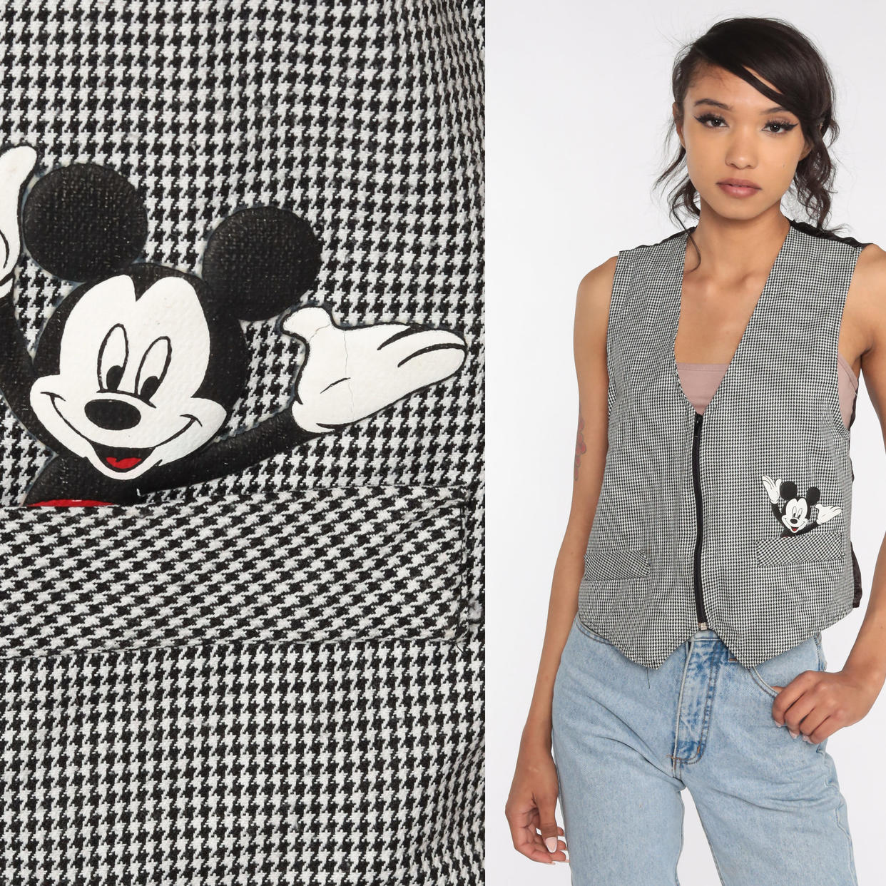 Mickey Mouse Vest Houndstooth Vest 90s Walt Disney | Shop Exile ...