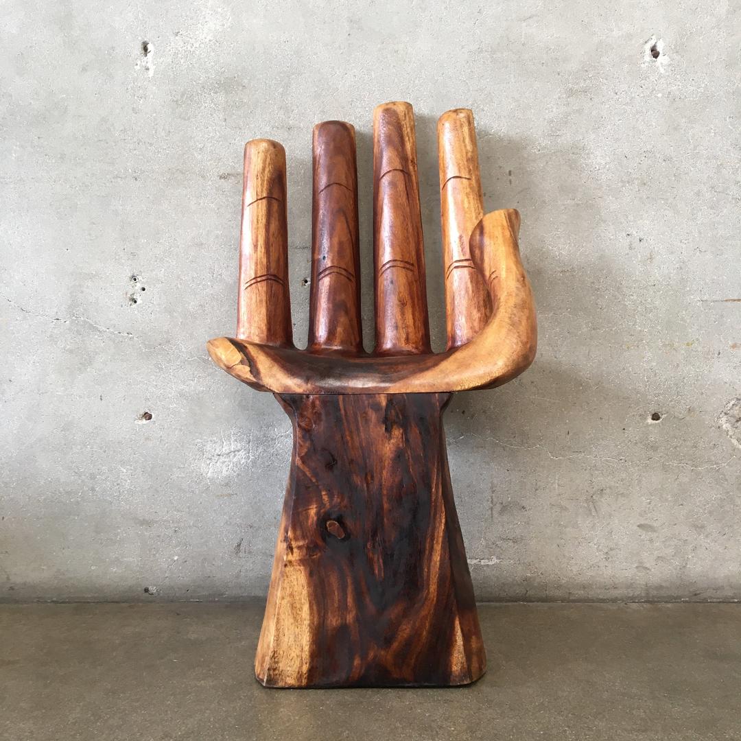 Hand Carved Teak Wood Right Hand Chair | Urban Americana | Long Beach, CA