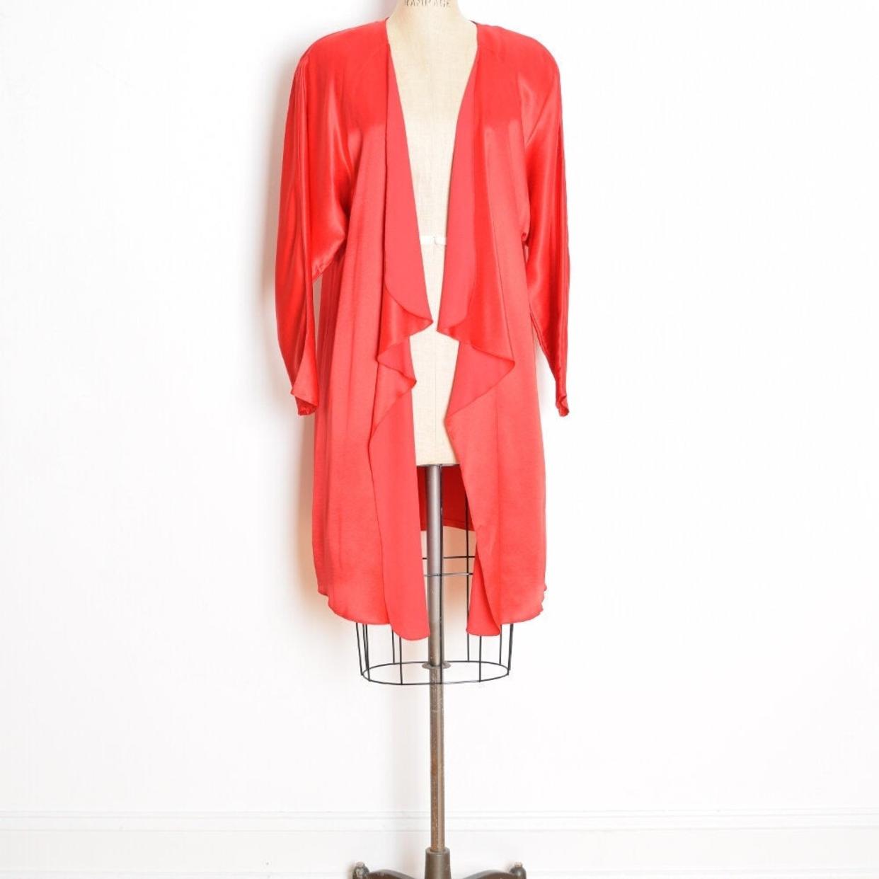 vintage 80s jacket red satin draped evening duster | Hunca Munca ...