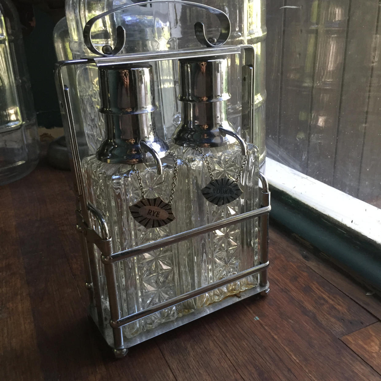 Mid-Century Chrome Glass Vodka Gin Liquor Decanter Bottle | Brain ...