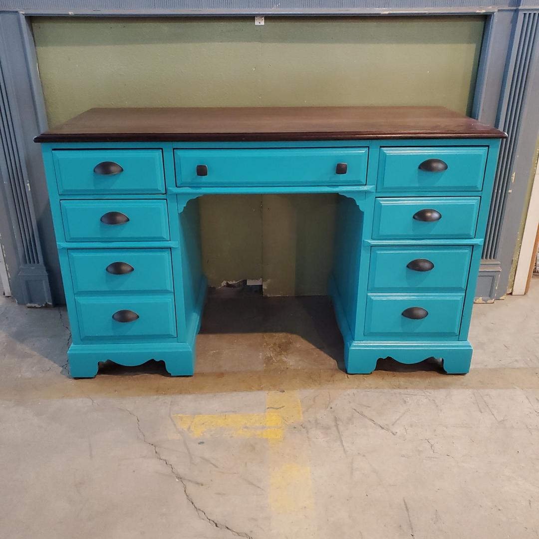 Teal Double Pedestal Desk | Community Forklift | Edmonston, MD