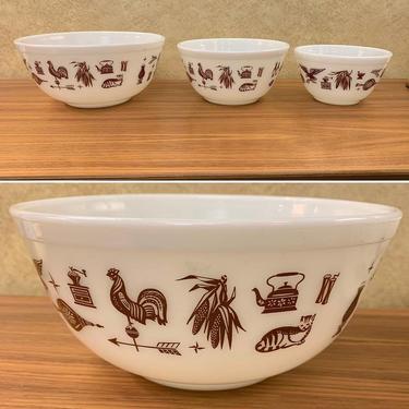 Vintage Pyrex Bowl Set – Cat & Rooster Pattern | Loft 63 | Seattle, WA