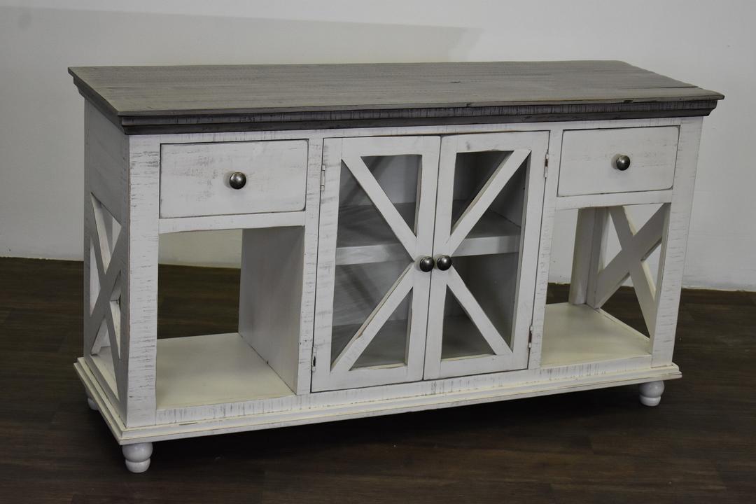Rustic Farmhouse Style Solid Wood Barn Door Sofa Table / Media | Rustic ...