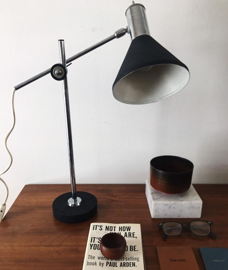Sleek Black Cone Shade Positionable Desk Lamp Vintage Fog Morup ...