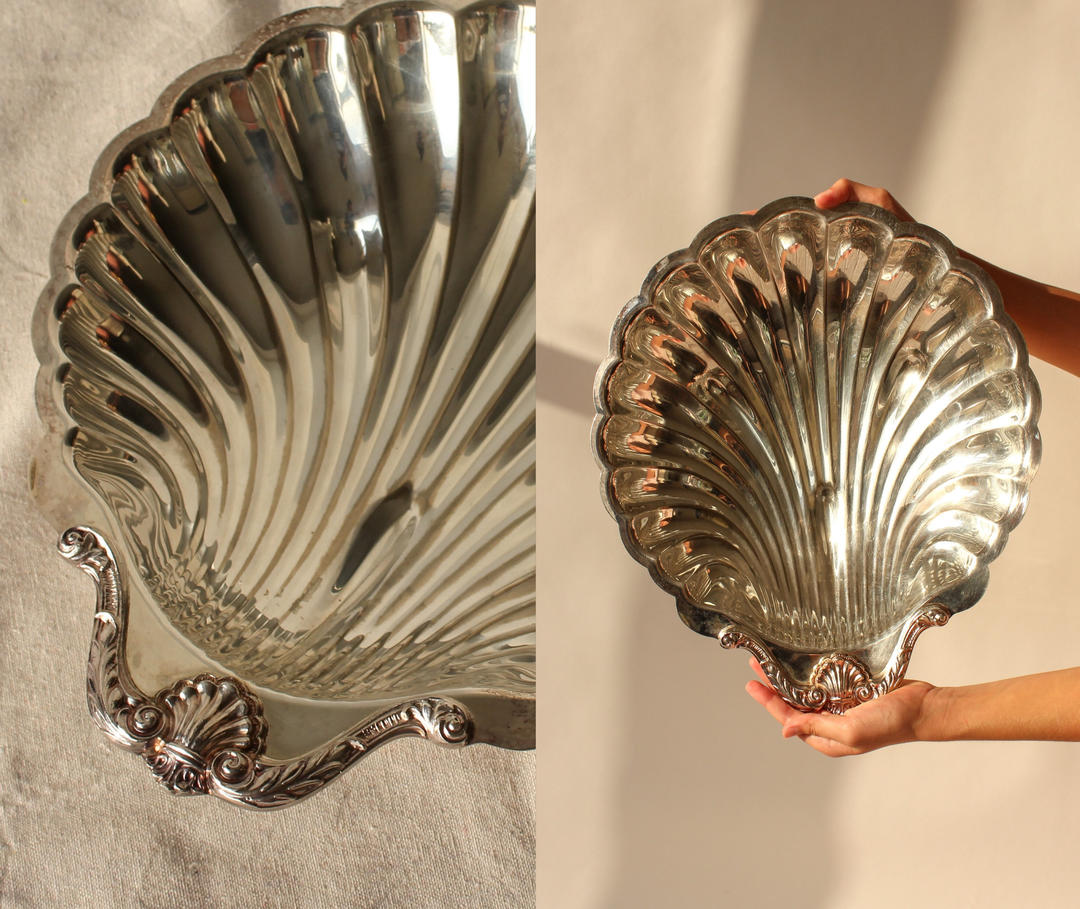 Antique English Silver Mfg Co. Silver Plated Scallop Shell Serving ...