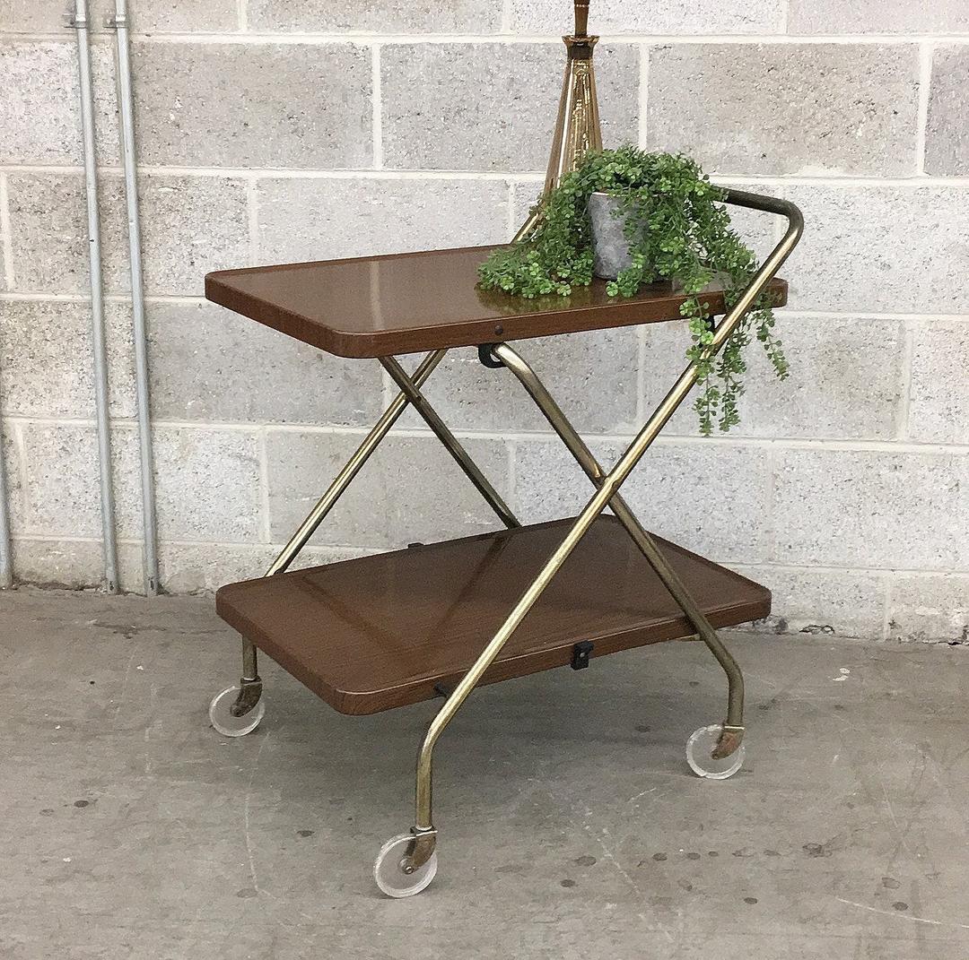 Vintage Rolling Bar Cart Retro 1960s Mid Century Modern + 2 Tier ...