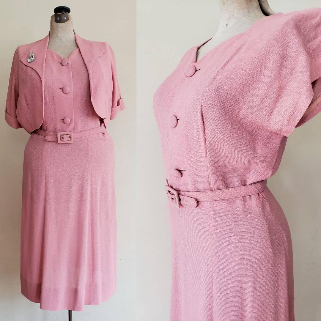 1940s Pink Dress Suit Marjorie Stevene Skinner Chamberlain Albert Lea ...