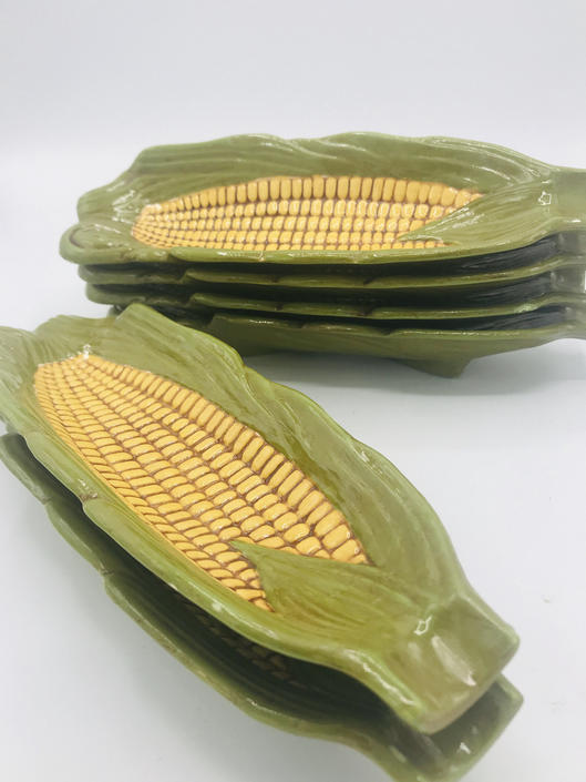 Vintage Set of (6) Corn on the Cob Ceramic Dishes and | JoAnntiques ...