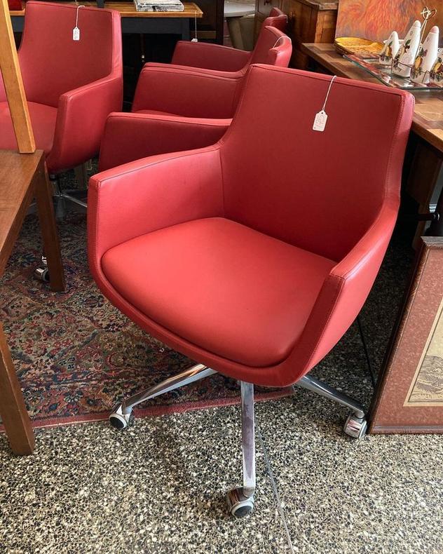 Red rolling chair. Goes up or down and swivels. 4 available 23” | Miss ...