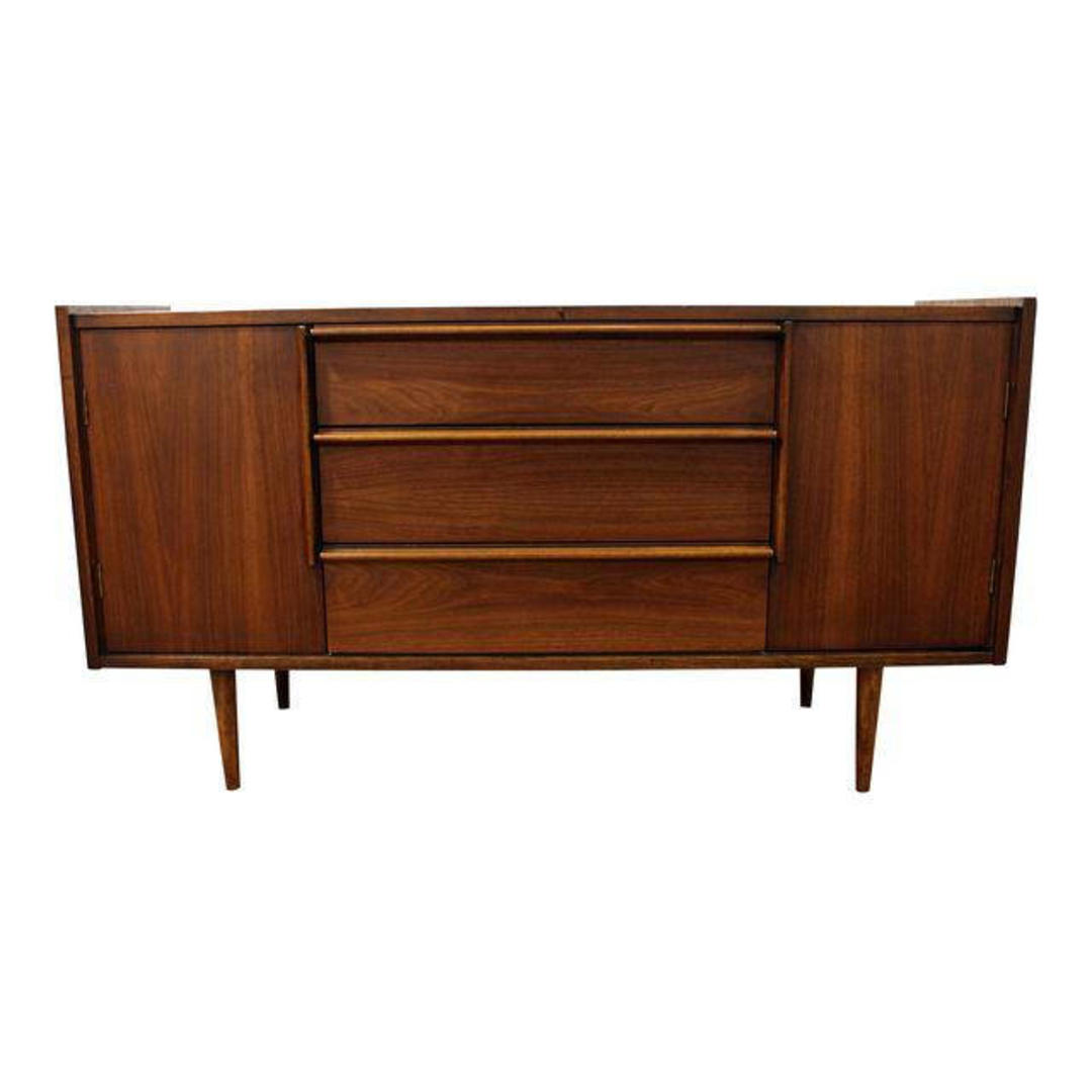 Mid-Century Danish Modern Pencil Leg 2-Door Walnut Credenza #147 ...
