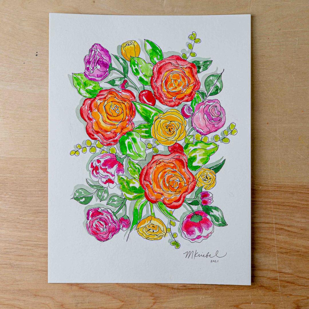 Spring Flowers Original Watercolor Painting | Marcella Kriebel Art ...