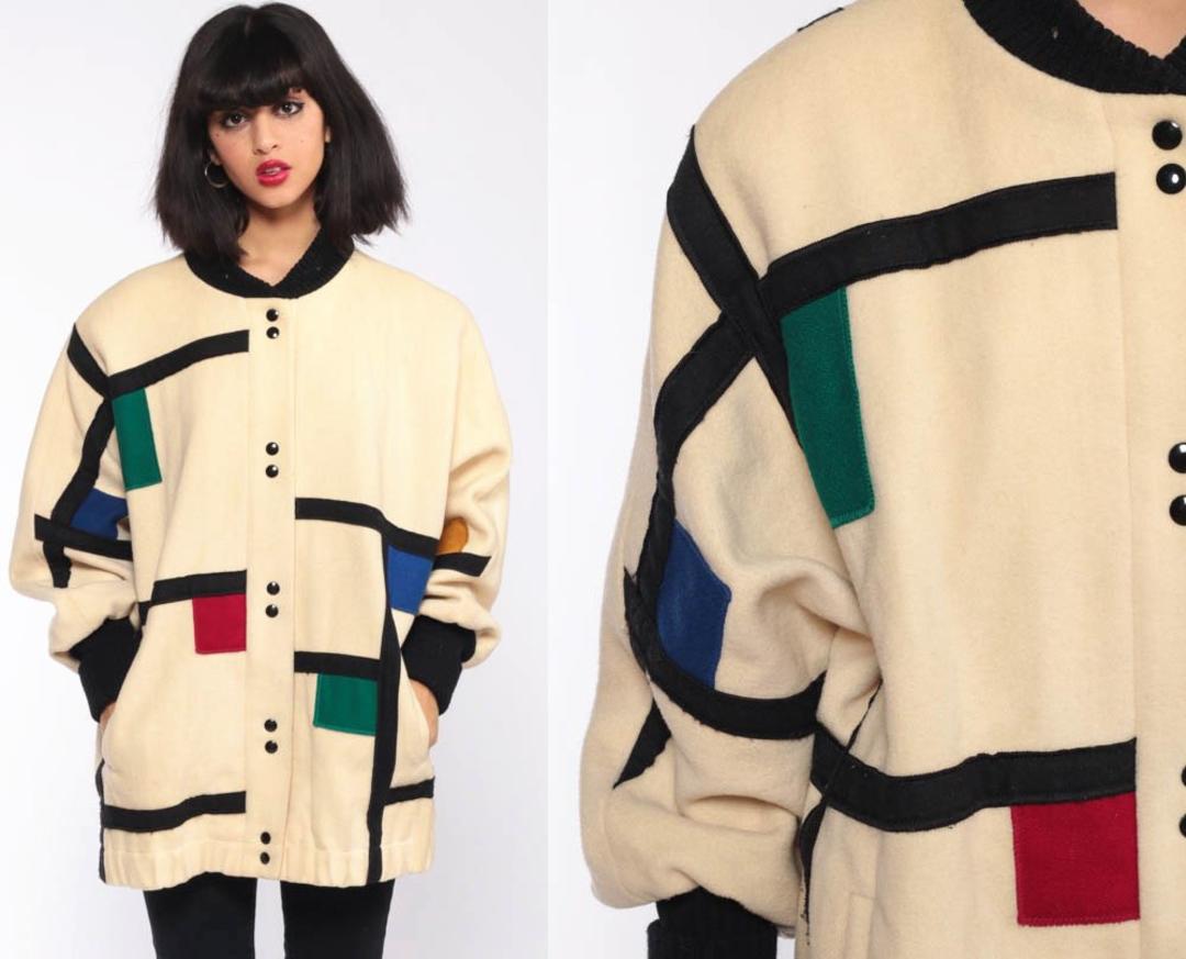 Color Block Jacket 80s Wool Coat Piet Mondrian Jacket 70s | Shop Exile ...