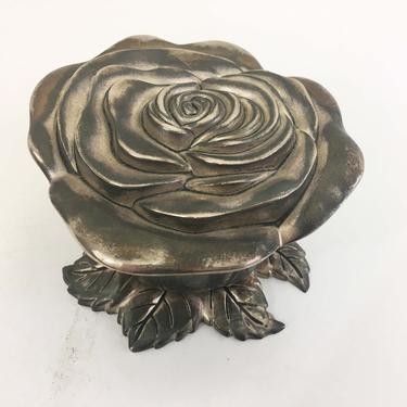 Vintage Silverplate Godinger Rose Shape Box Flower Art | Check Engine ...