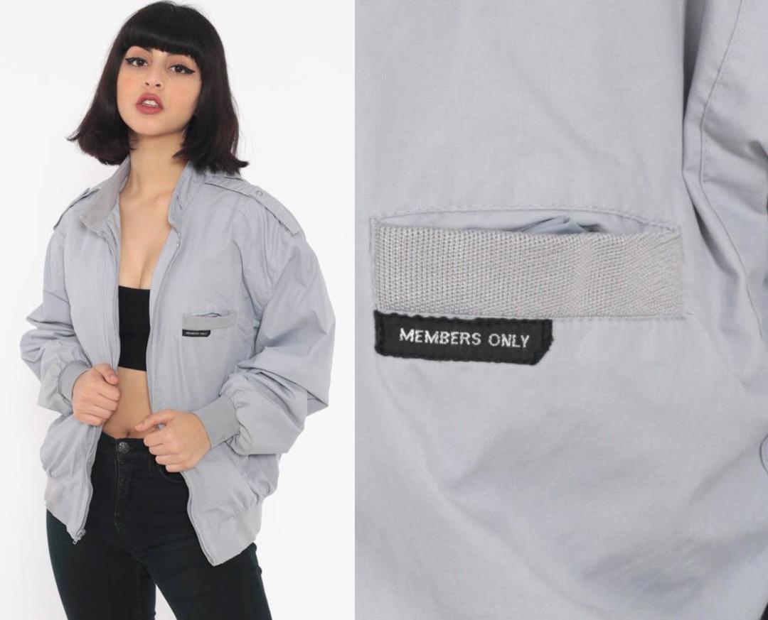 Grey Members Only Jacket -- 80s Windbreaker Bomber Cafe Racer | Shop ...
