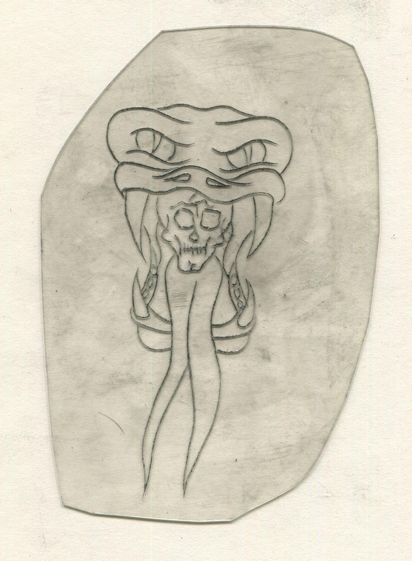 Snake Skull Vintage Traditional Tattoo Acetate Stencil from Bert Grimm ...