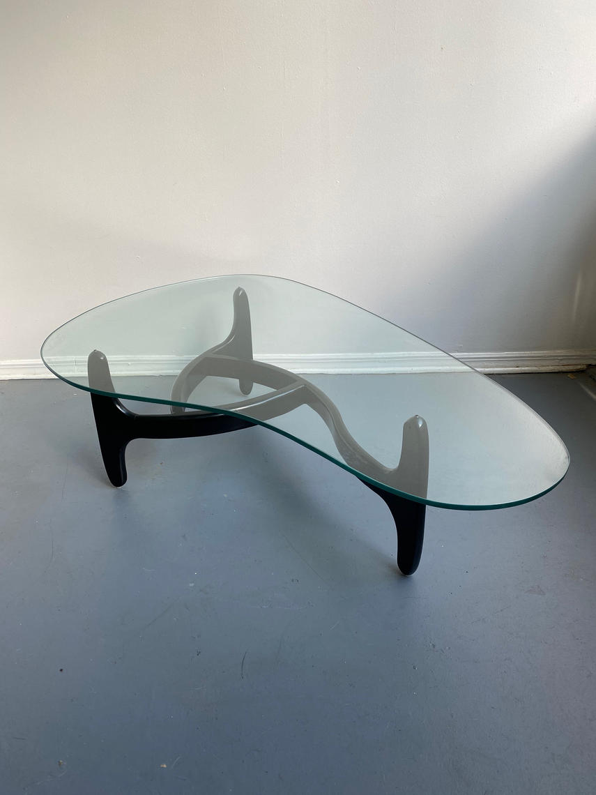 Mid century floating glass organic coffee table in ebony | The ...