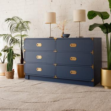 Dusty Blue Campaign Dresser by Drexel Sunbeam Vintage Highland Park Los Angeles CA