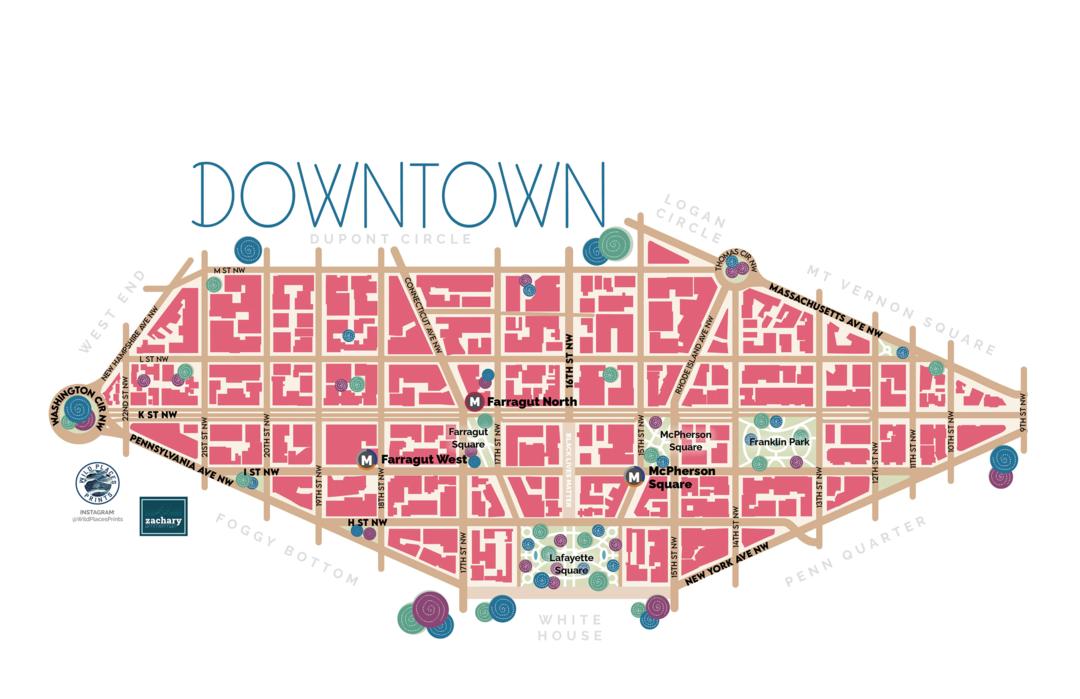 Downtown Washington DC neighborhood map 11x17 inches | Wild Places ...
