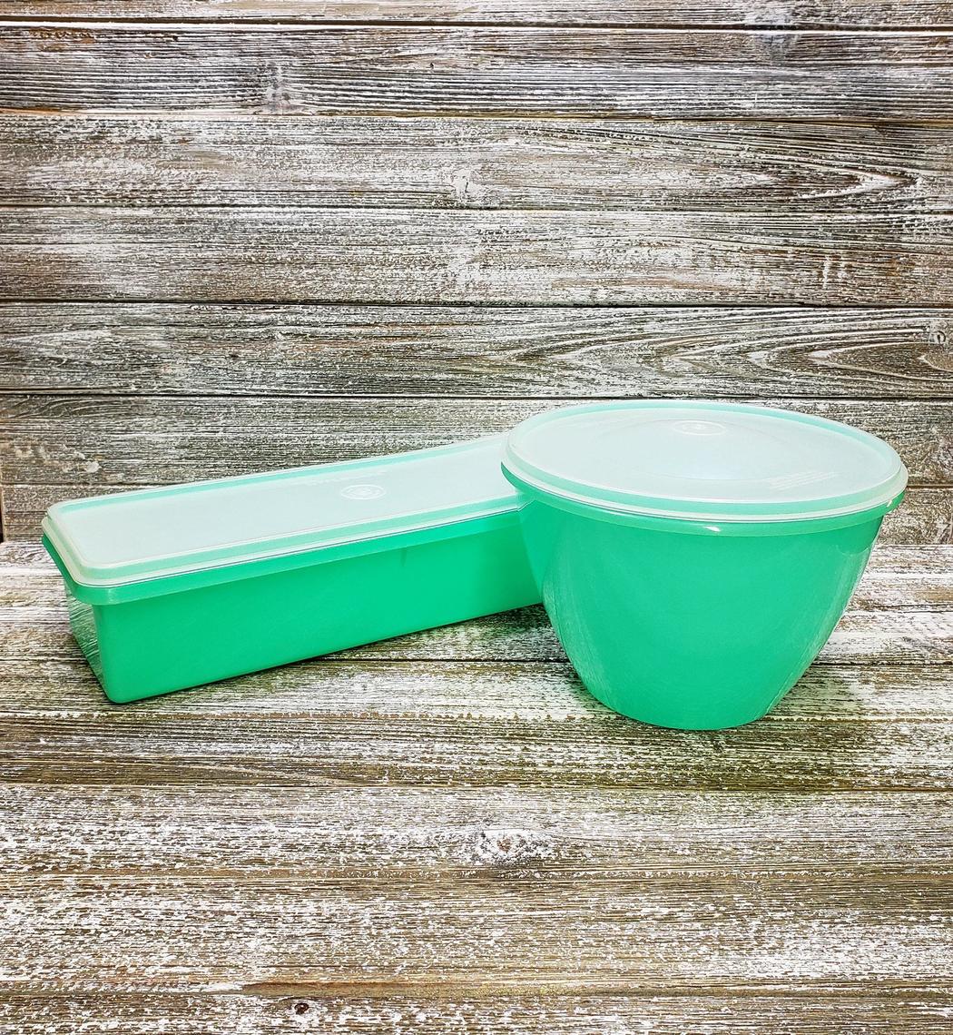 Vintage Jadeite Green Tupperware, Lettuce Crisp-It Bowl, Carrot Keeper ...