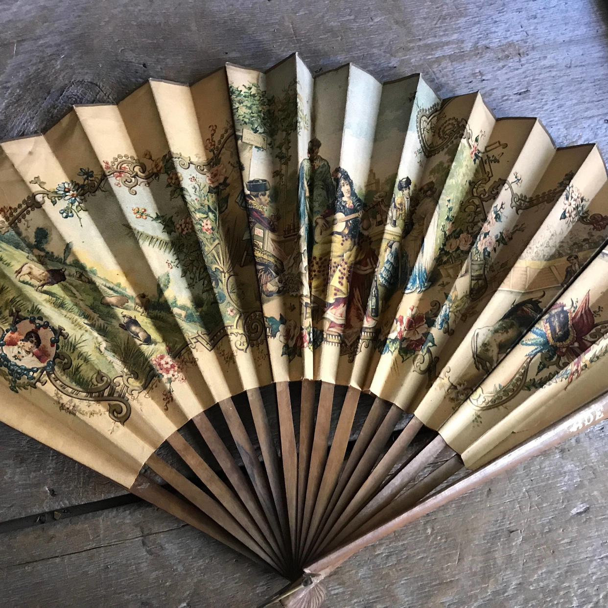 Antique Spanish Paper Fan, Gilded, Memories of Spain | Jan's Vintage ...