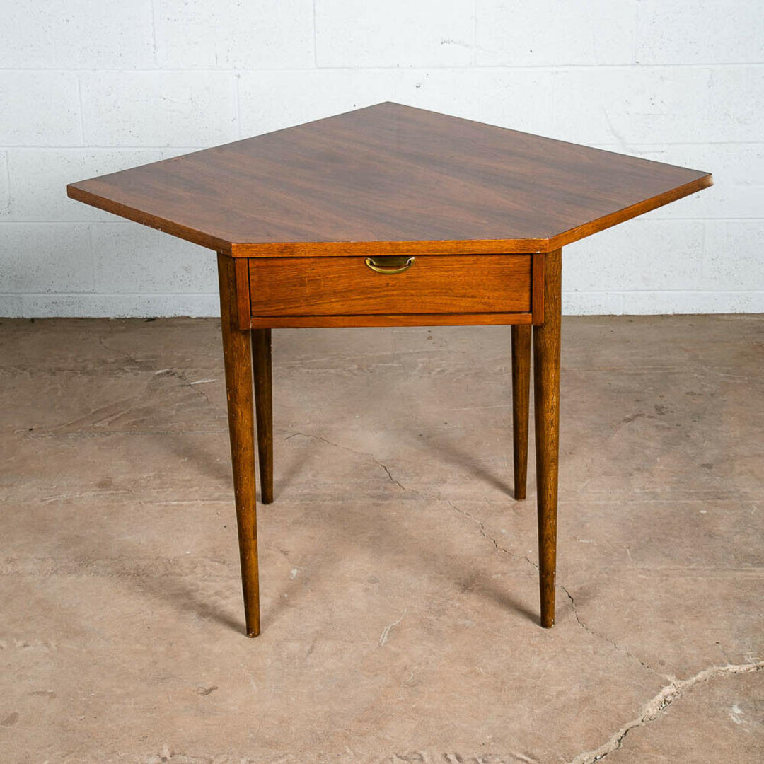Mid Century Modern Corner Desk Table Unit Walnut Denmark Drawer ...