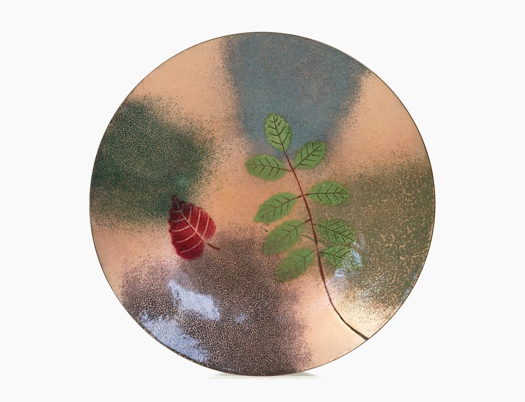Bovano Enamel on Copper Plate Mid Century Modern Leaf Leaves | Vintage ...