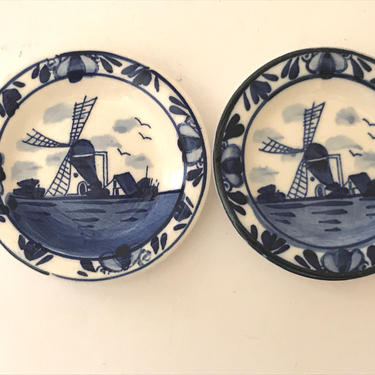 Vintage Authentic Delft Blue Miniature Plates Windmill Scene 2 1/2 ...