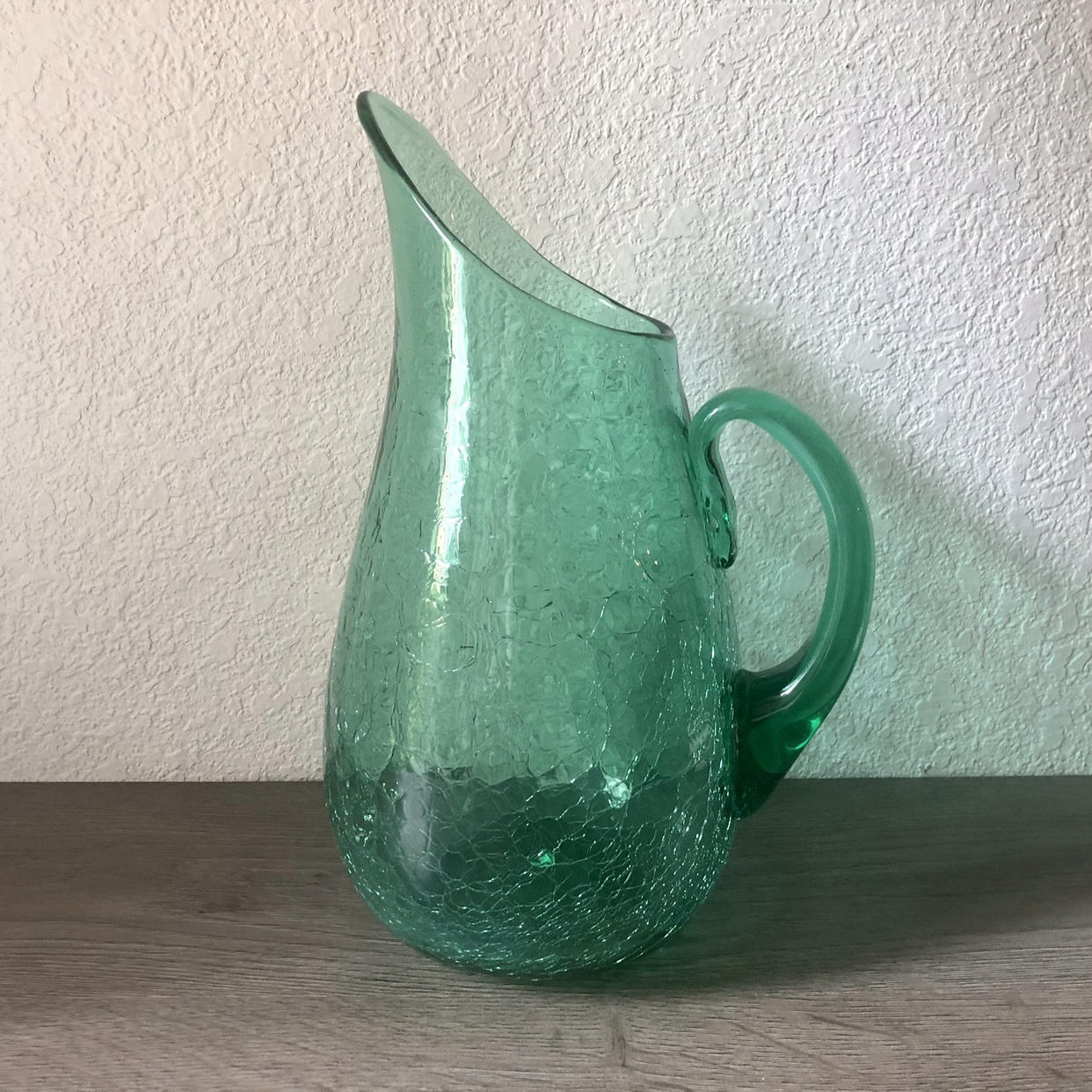 Vintage Blenko 939 Crackle Glass pitcher, Vintage Blenko Mid | Pink ...