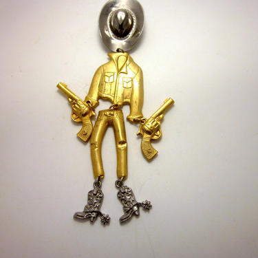 Vintage Don-Lin Maximalist Western Theme Cowboy Pin Brooch | Lazy Dog ...