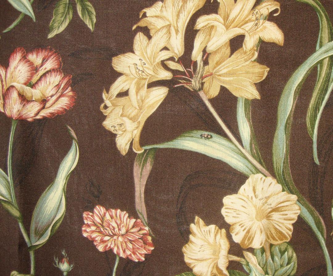Vintage Colonial Williamsburg Fabric Somerset Botanical Floral Print .9 ...